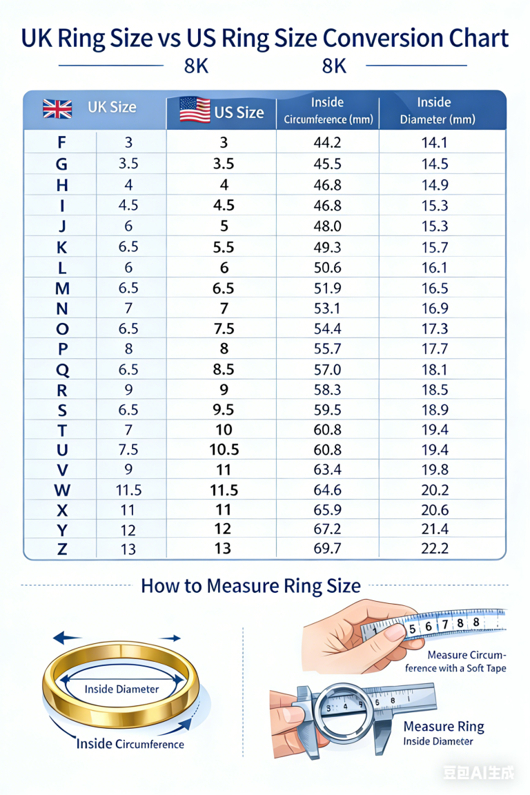 UK Ring Size vs US Ring Size Conversion Chart – OneTrueRing